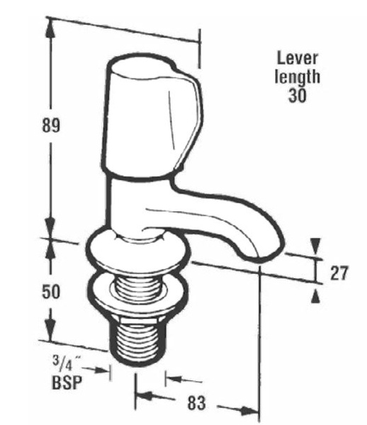 Performa Snub Lever 2159 Basin Tap Cold 324057
